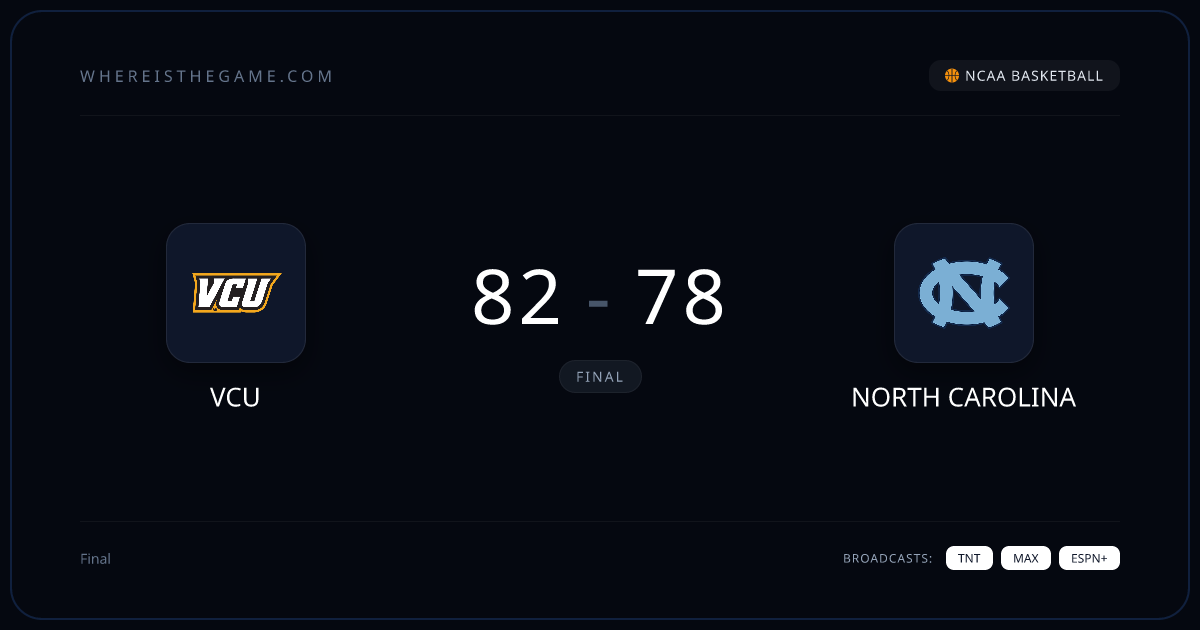 VCU vs North Carolina Live Stream & TV Schedule (2026-03-19)